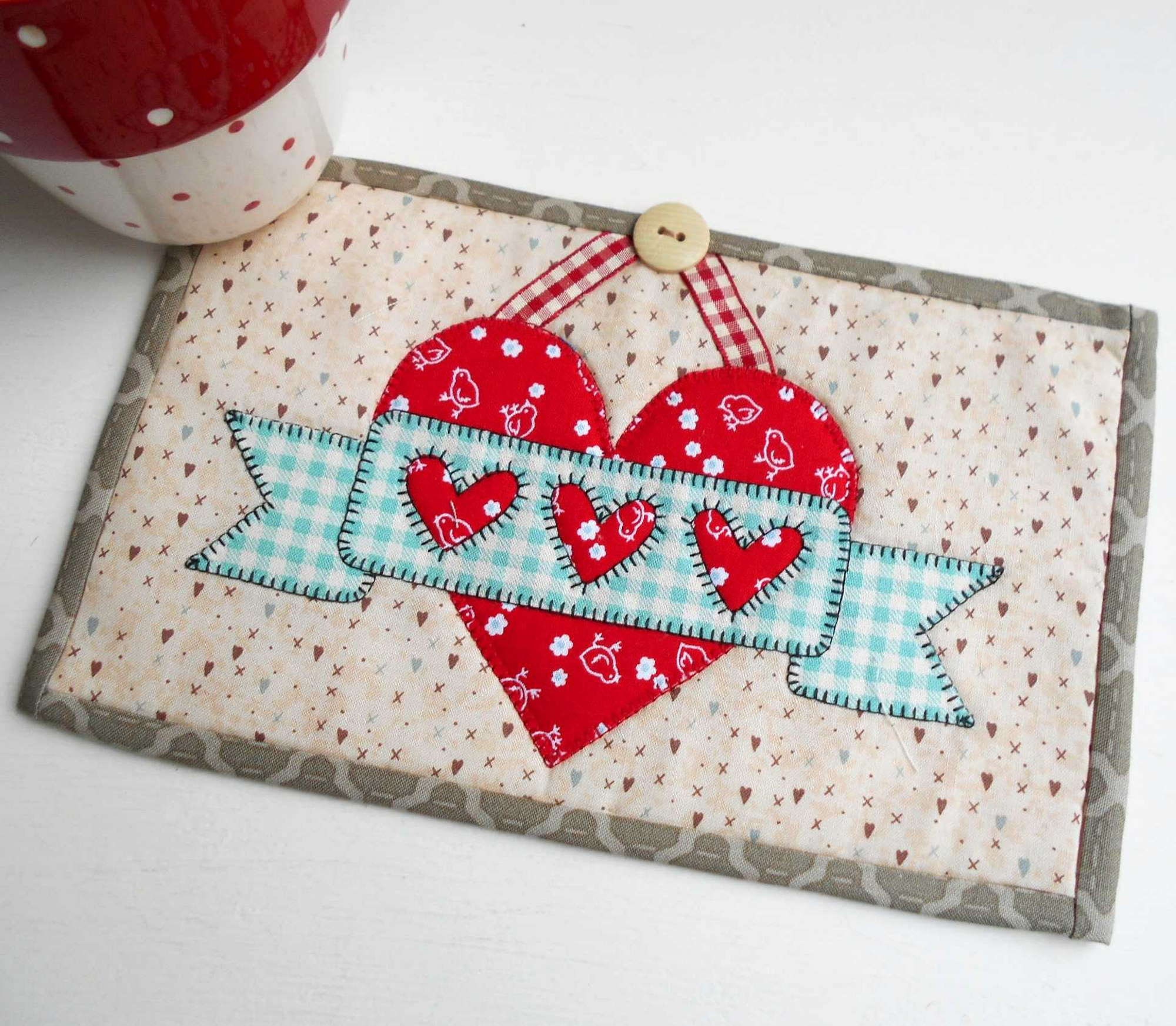 Heart Banner Mug Rug Pattern - Etsy
