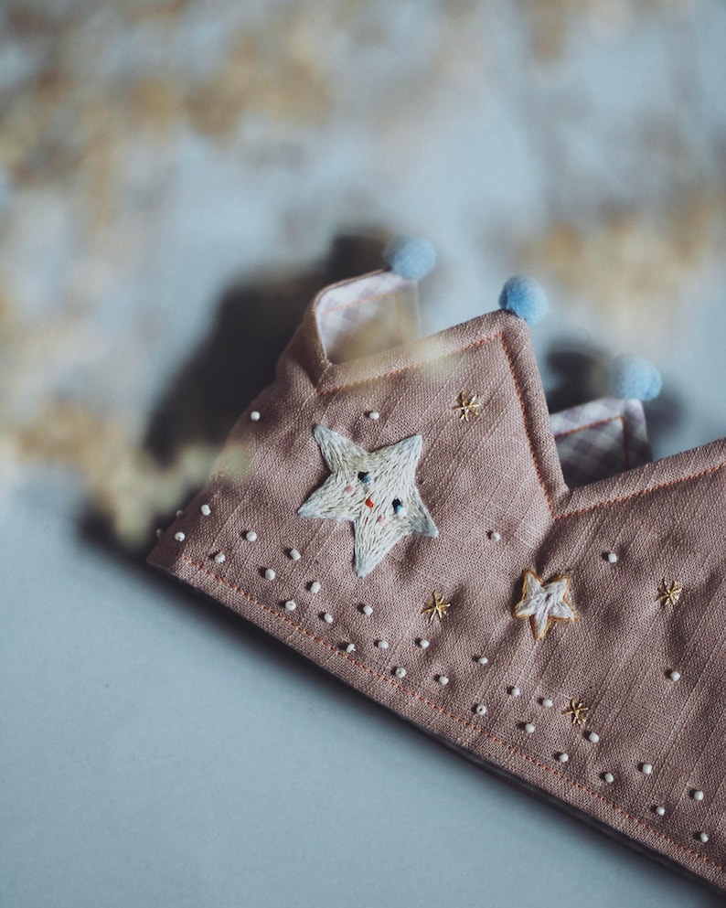 Personalized Linen Birthday Crown – Embroidered Name, Baby Keepsake Hat ...