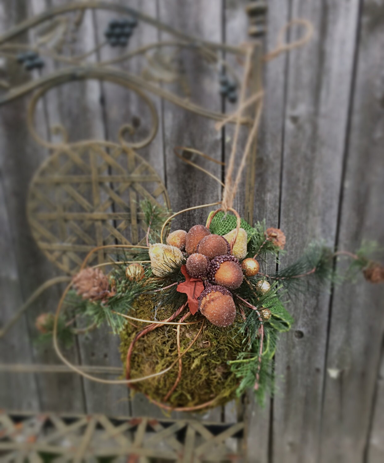 Christmas Woodland Moss Ball, Mossy Ball, Christmas Decor, Rustic ...