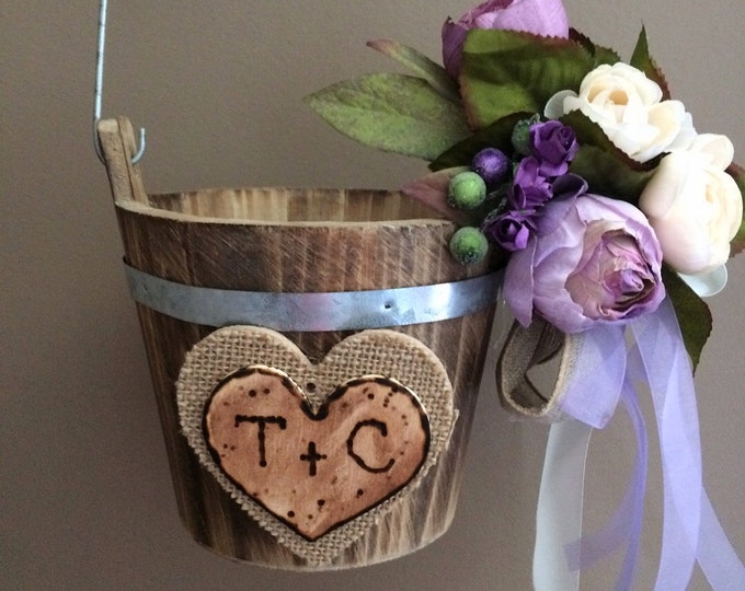 Rustic Flower Girl Basket- Flower Girl Basket- Flowergirl- Burlap ...
