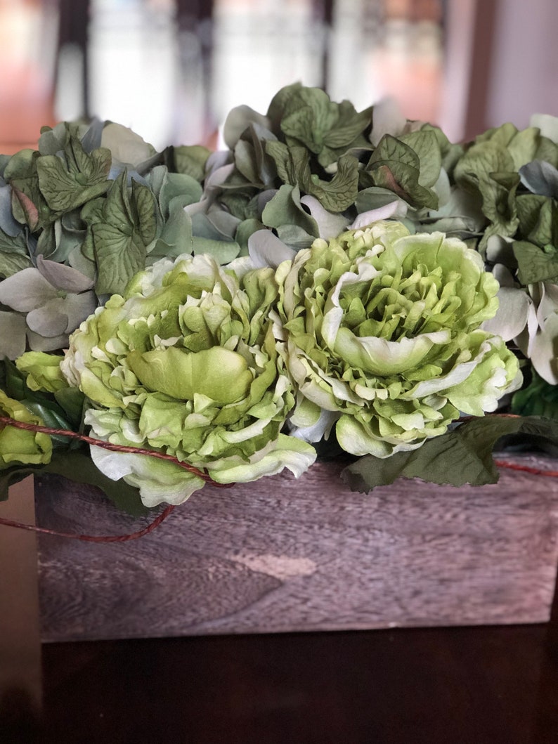 Faux Hydrangeas Centerpiece Rustic Centerpiece Green - Etsy