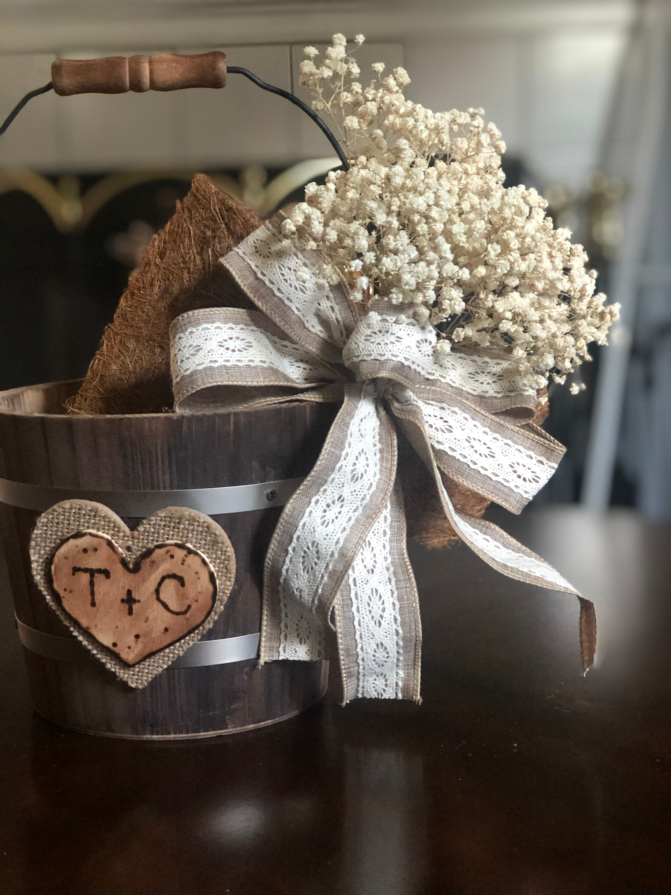 Rustic Flower Girl Bucket: Burlap & Lace, Shabby Chic Wedding - Etsy