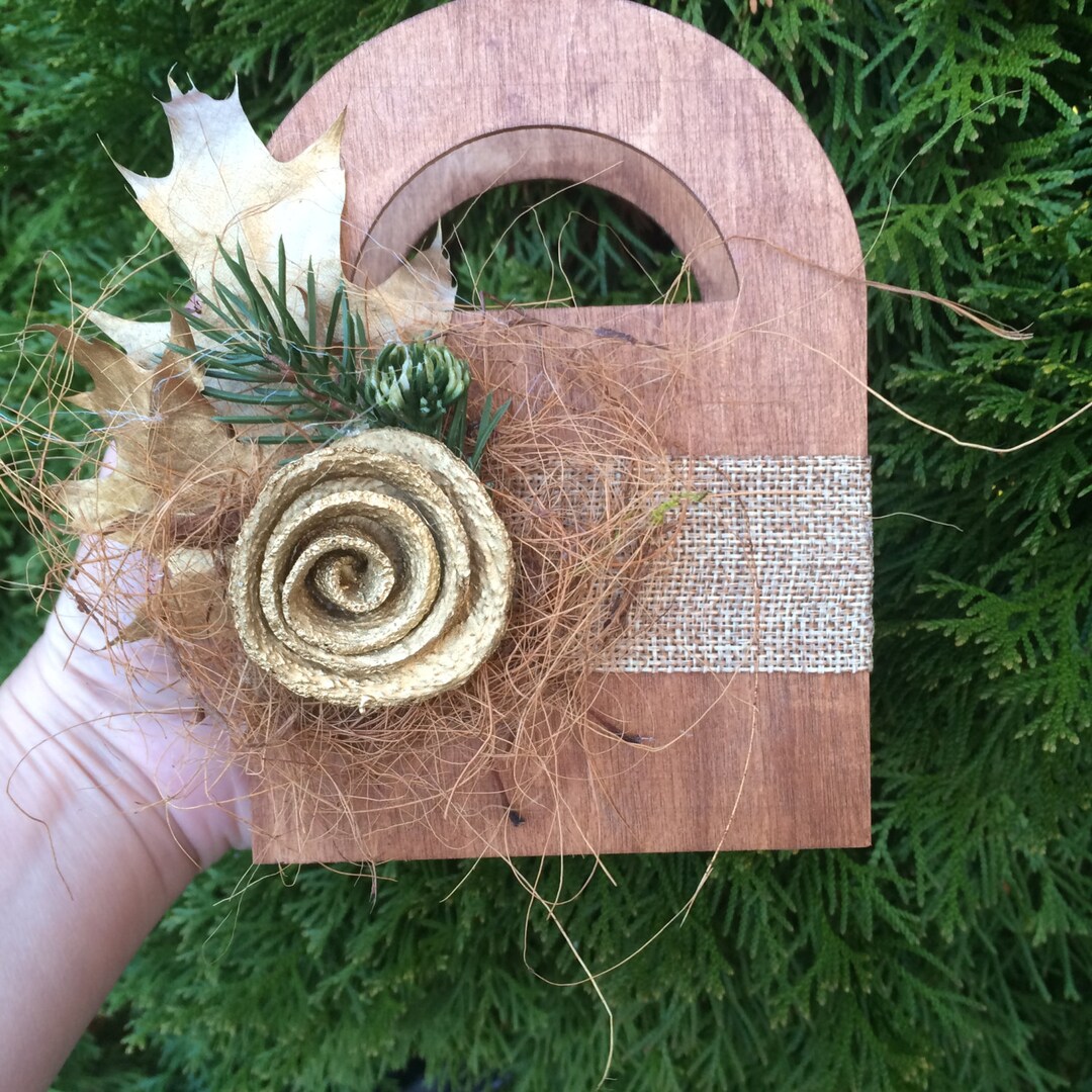 Handmade Wood Gift Box: Orange Peel Flower, Burlap Accent - Etsy