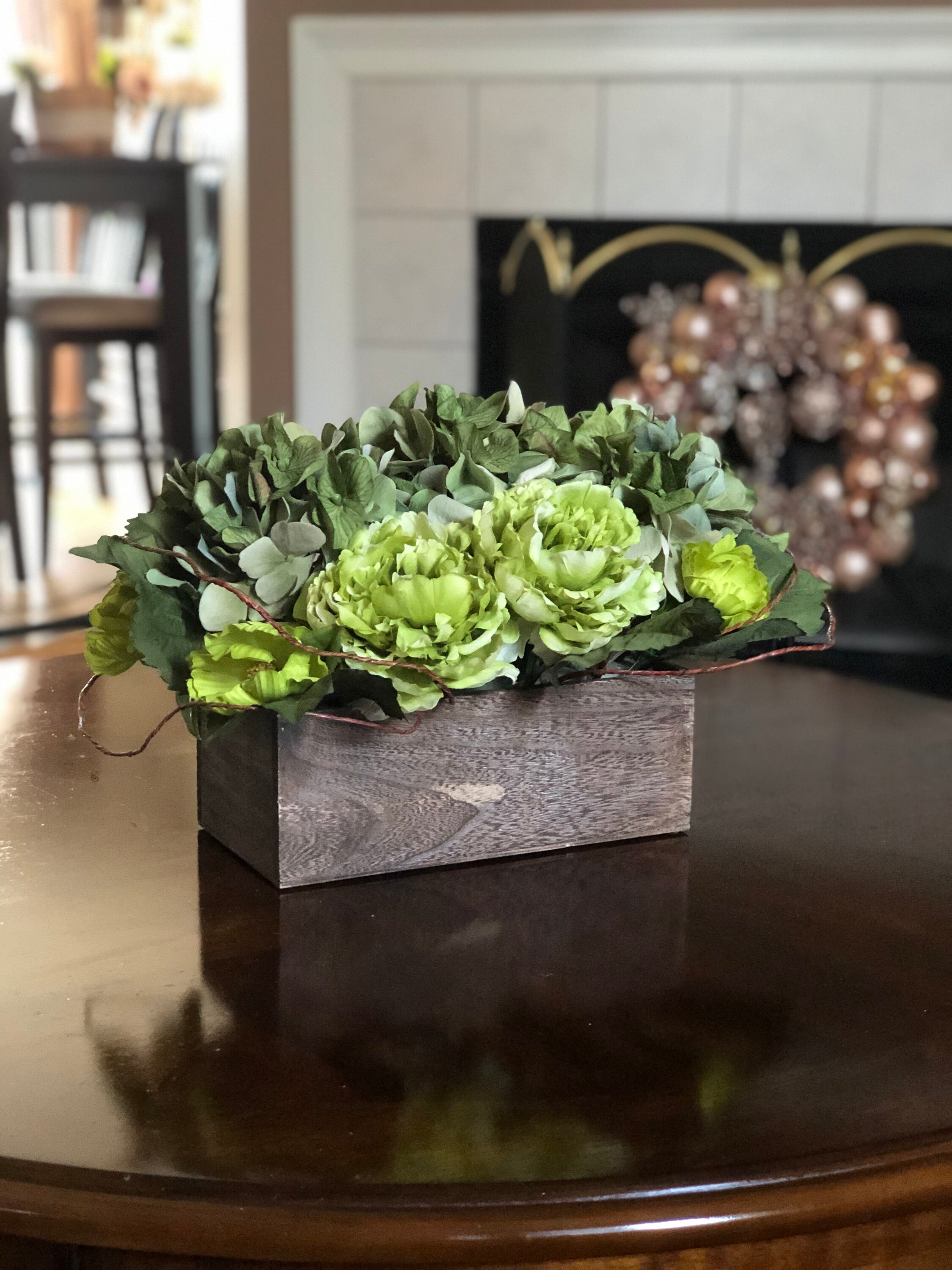 Faux Hydrangeas Centerpiece Rustic Centerpiece Green - Etsy
