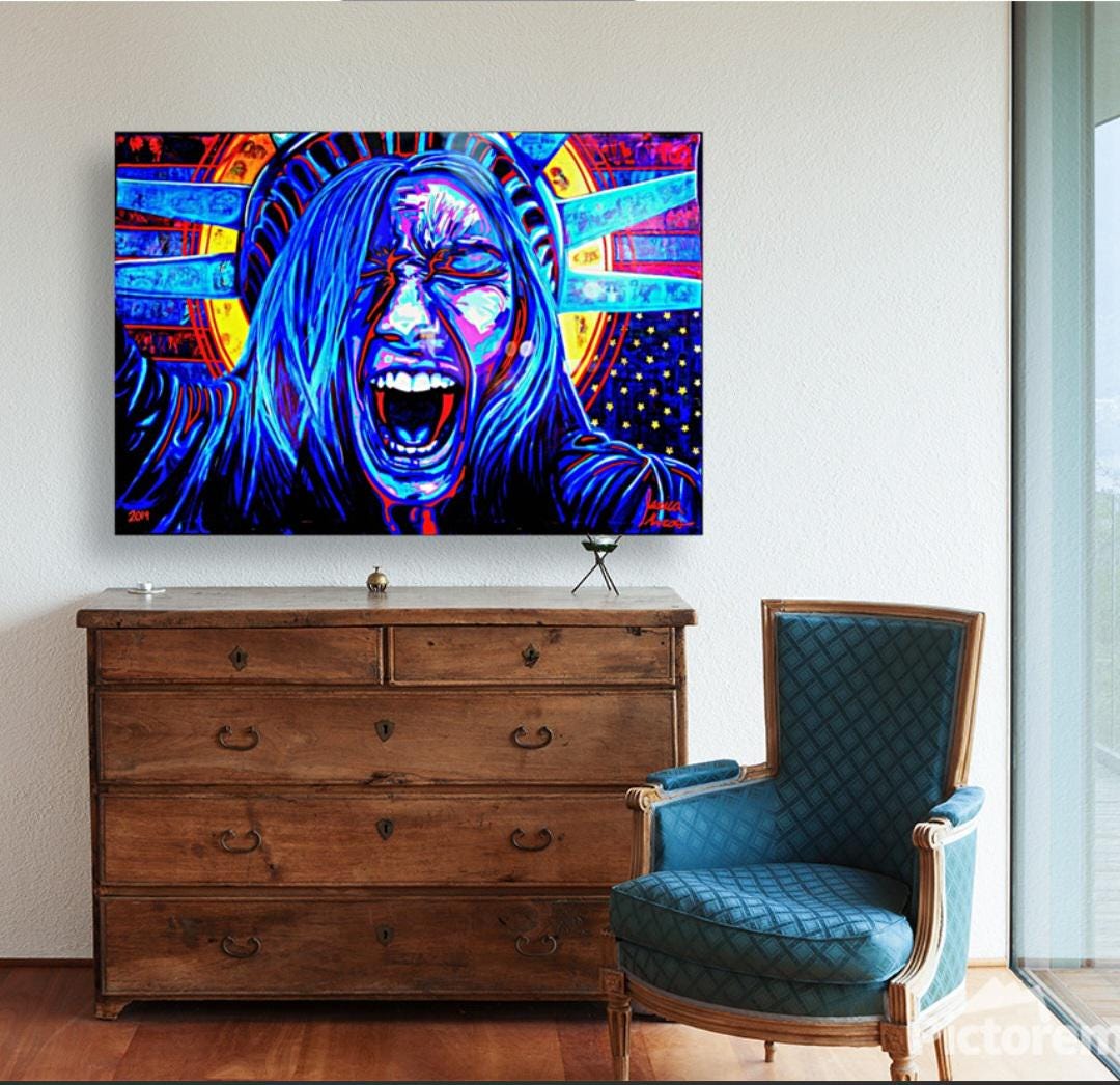 Screaming Lady Liberty Metal Wall Art |protest Art|political Wall Art ...