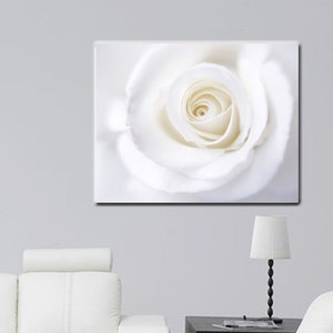 Modern Art White Canvas Large Flower Photography, White Rose Modern ...