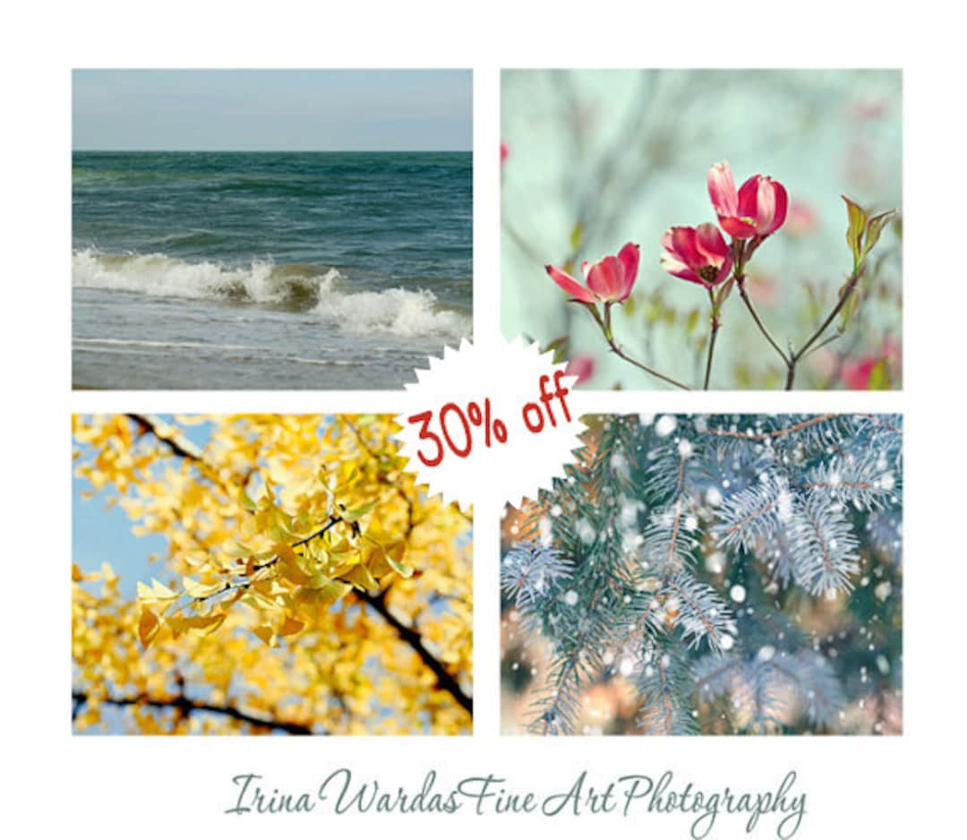 4 Season Wall Art, Four Season Photography Set, Winter Spring Summer ...