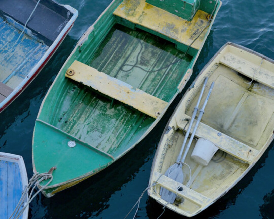Large Wall Art Row Boats Photography Print, Rustic Beach Wall Decor ...
