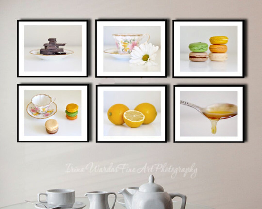 Dining Room Wall Art, Modern Kitchen Photography Set 6 Food Art Prints ...