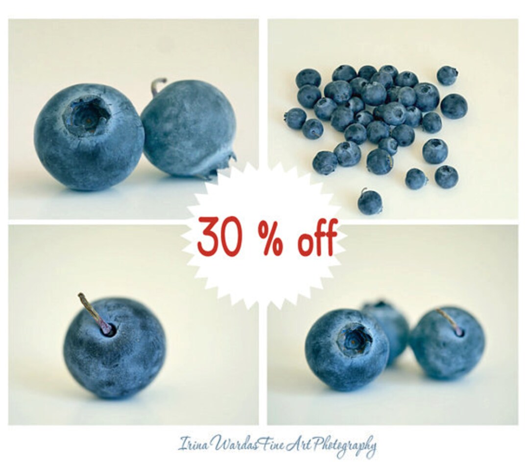 Blueberry Prints, Blue Kitchen Art, Blueberry Pictures 8x10, Kitchen ...