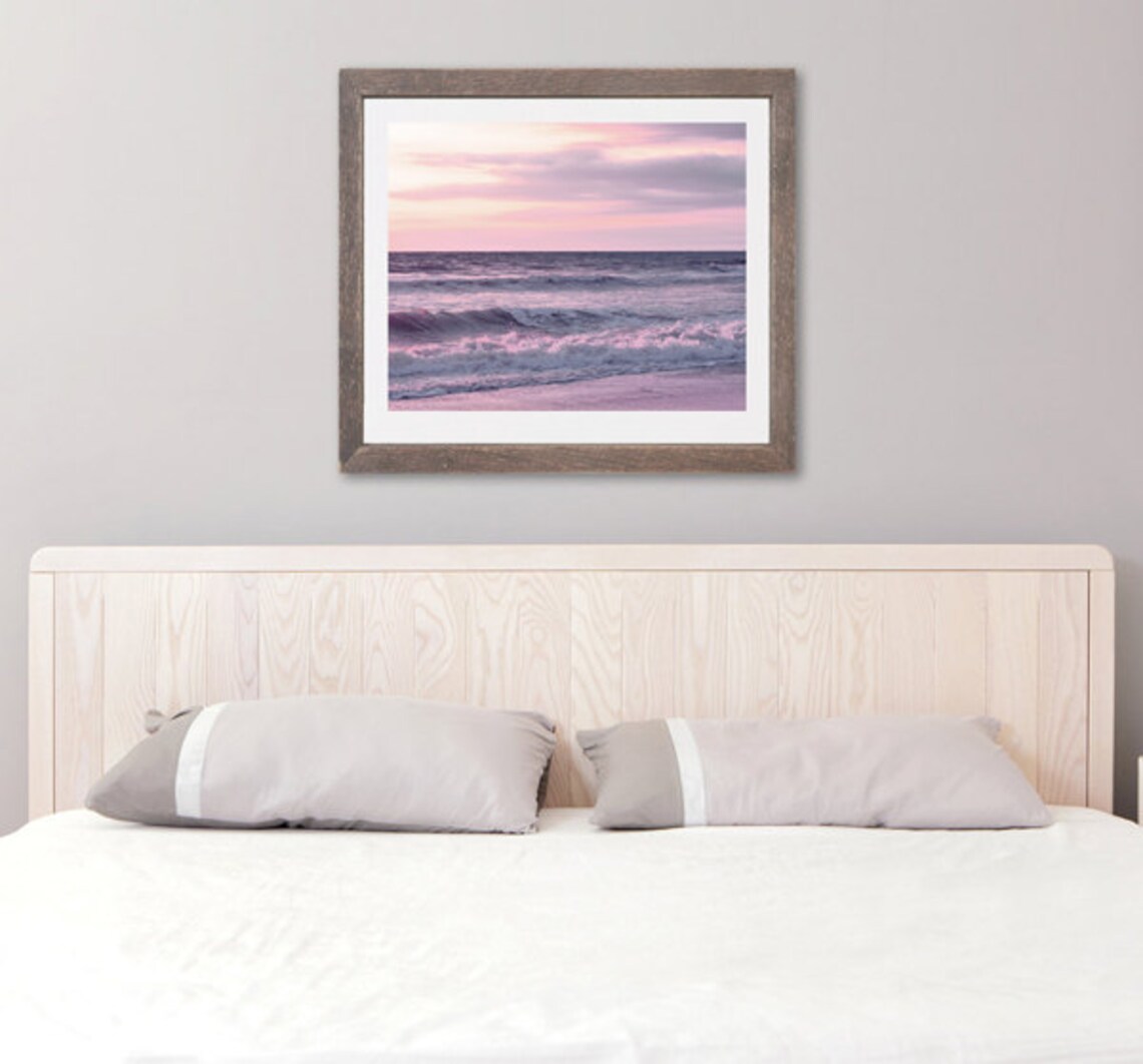 Lavender Beach Art Pink Sunset Photo Print Large Ocean - Etsy