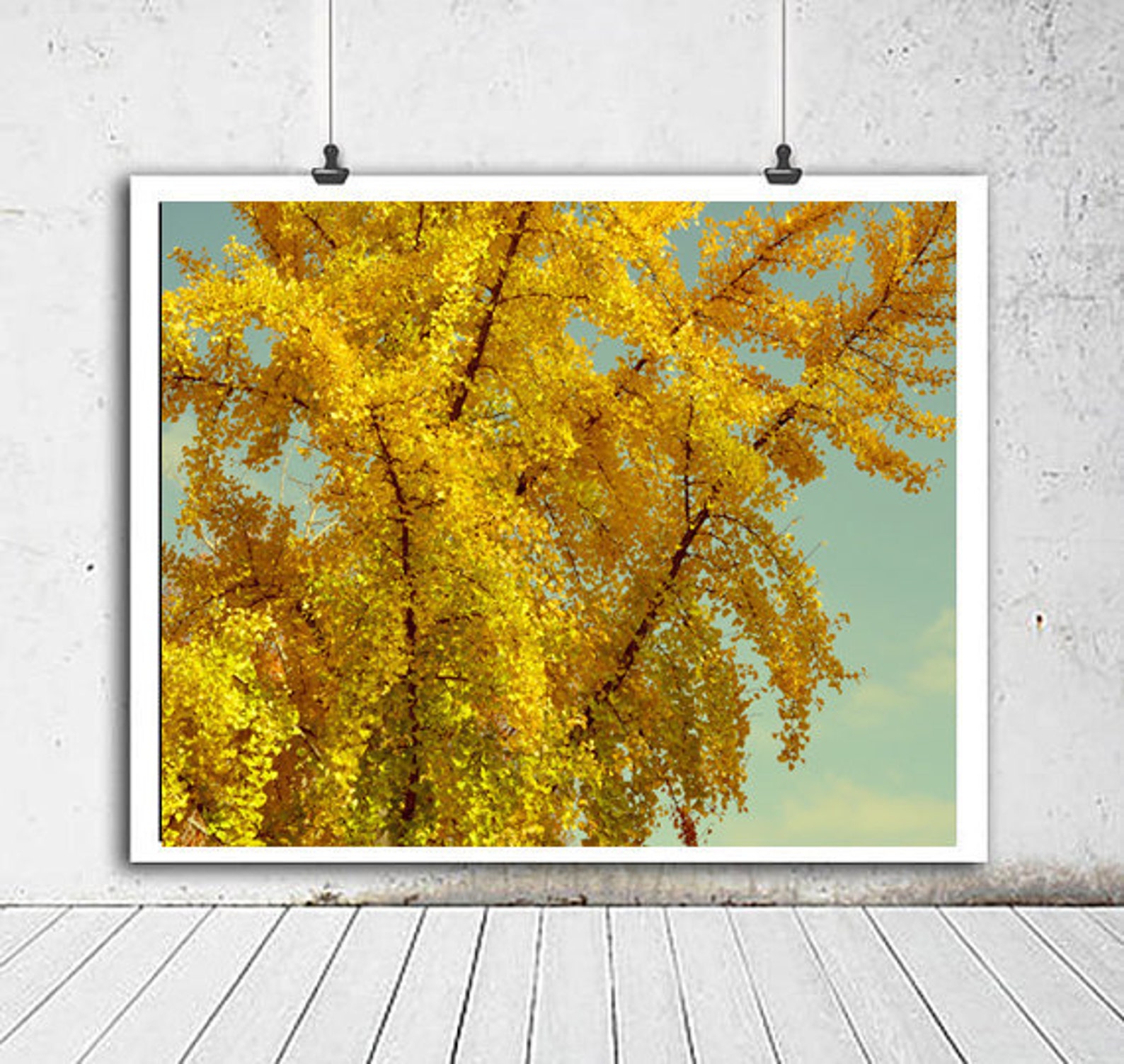 Ginkgo print tree wall art large photography or canvas | Etsy
