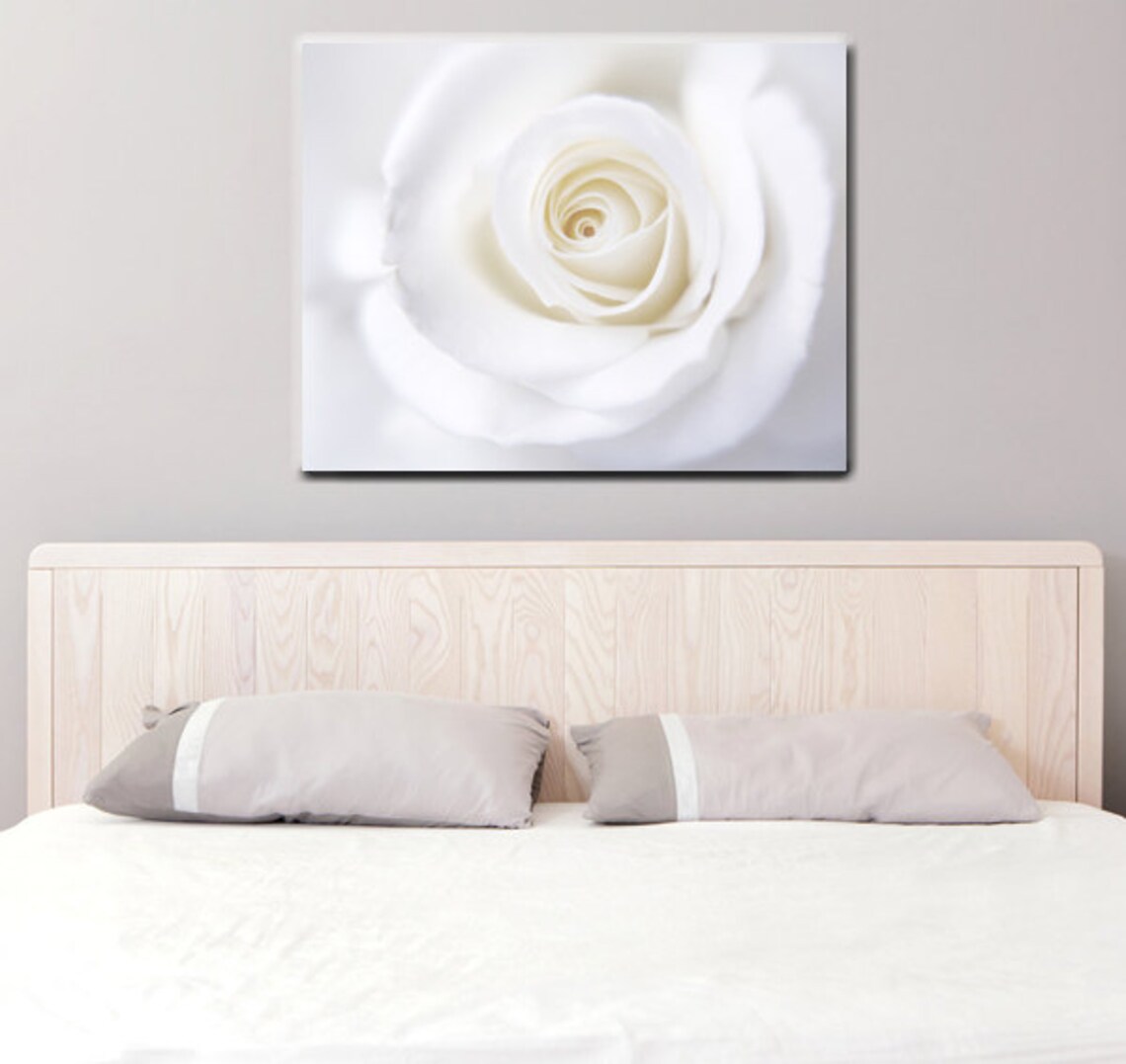 Modern Art White Canvas Large Flower Photography White Rose - Etsy