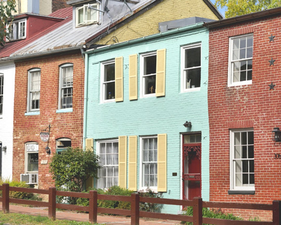 Washington DC Georgetown Art Print, Colorful Row Houses Photography ...
