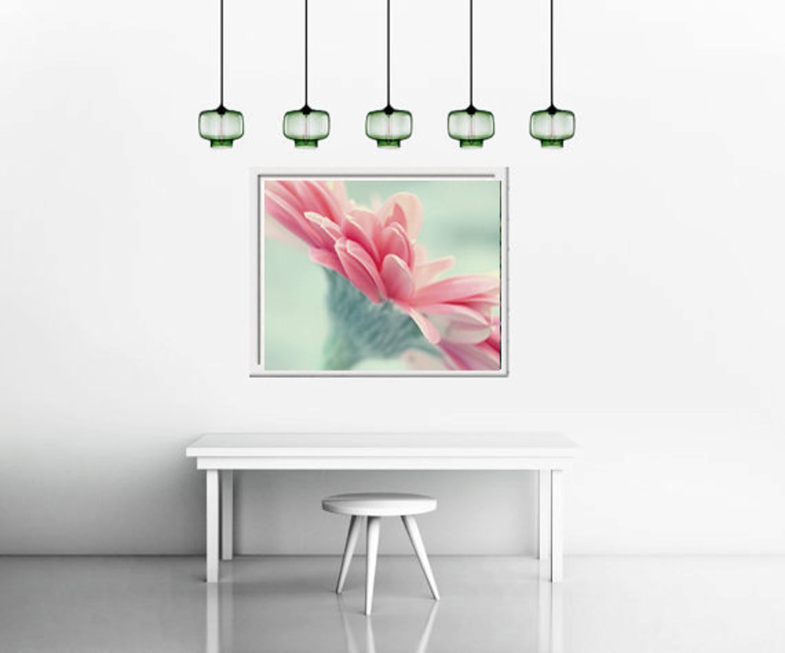 Pink and Mint Art Flower Photography Floral Art Print - Etsy