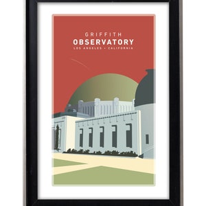 Griffith Observatory Poster/Print Bold Red Retro-Style | Etsy