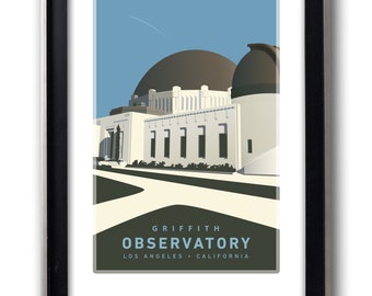 Griffith Observatory Poster/print Bold Light Blue Retro-style | Etsy