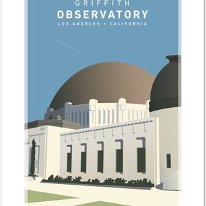 Griffith Observatory Poster/print, Bold Light Blue Retro-style Poster ...