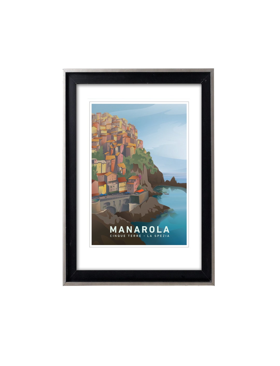 Cinque Terre Manarola Original Travel Poster, Vintage-style Poster of ...