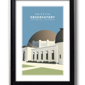 Griffith Observatory Poster/print, Bold Light Blue Retro-style Poster ...