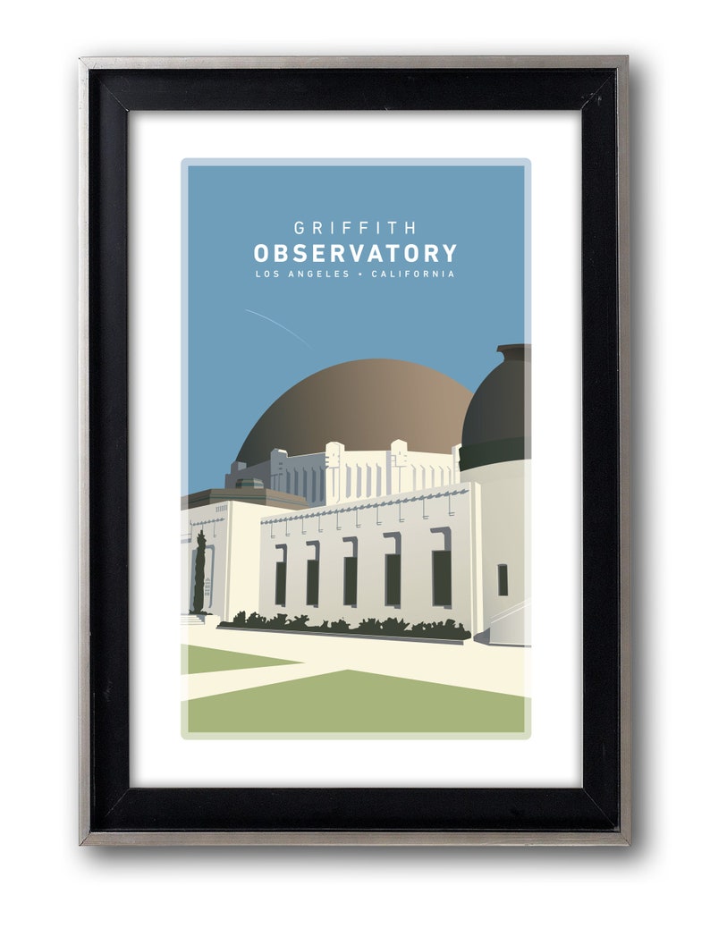 Griffith Observatory Poster/print, Bold Light Blue Retro-style Poster ...