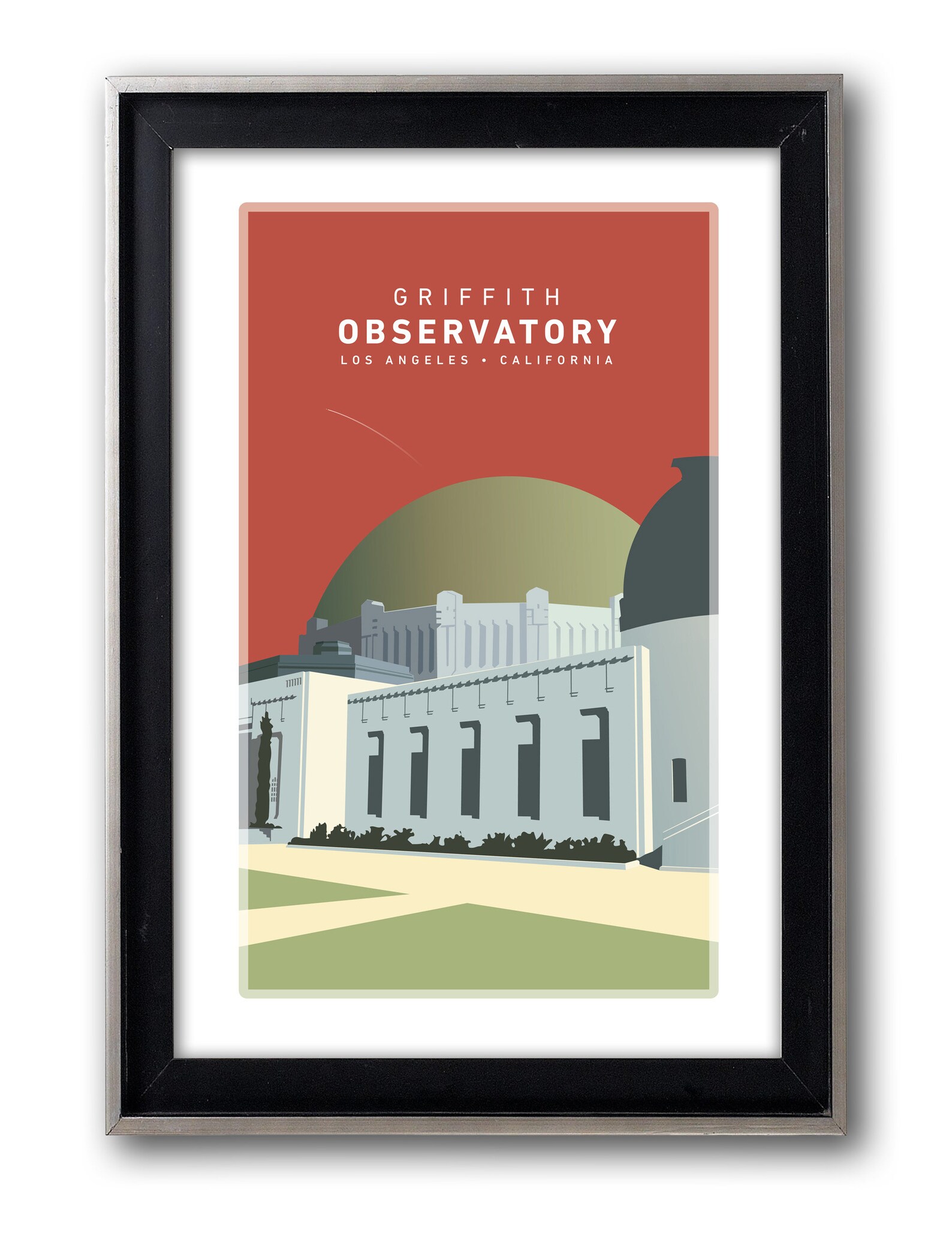 Griffith Observatory Poster/print, Bold Red Retro-style Poster/print ...