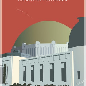 Griffith Observatory Poster/Print Bold Red Retro-Style | Etsy