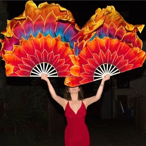 Hand Painted Fire Bird Fan Veils in Xl Size, With Ultraviolet Paint. - Etsy