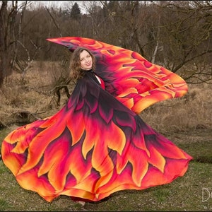 Fire Silk Cape Made of Two Full Circles Fabric. Made to Order ...