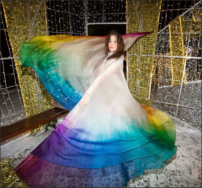 Rainbow Transparent Cape Made of Two Full Circles of Silk - Etsy