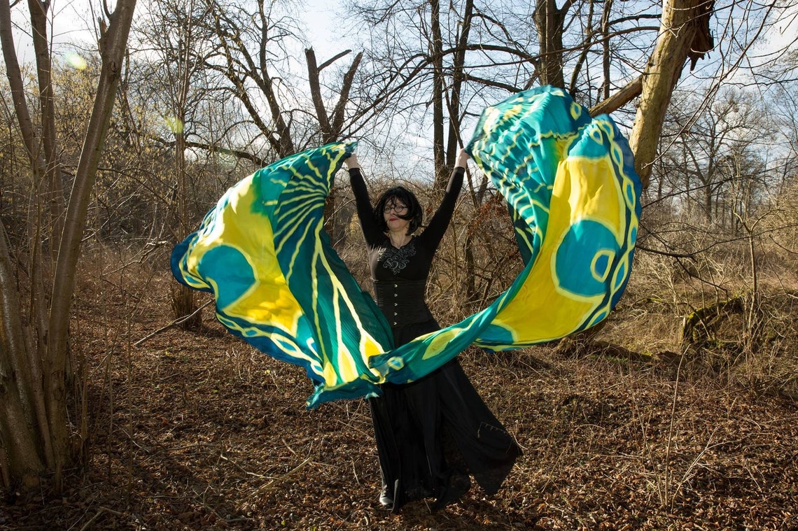 Whole wheel dance wings made of hand painted silk. Two | Etsy