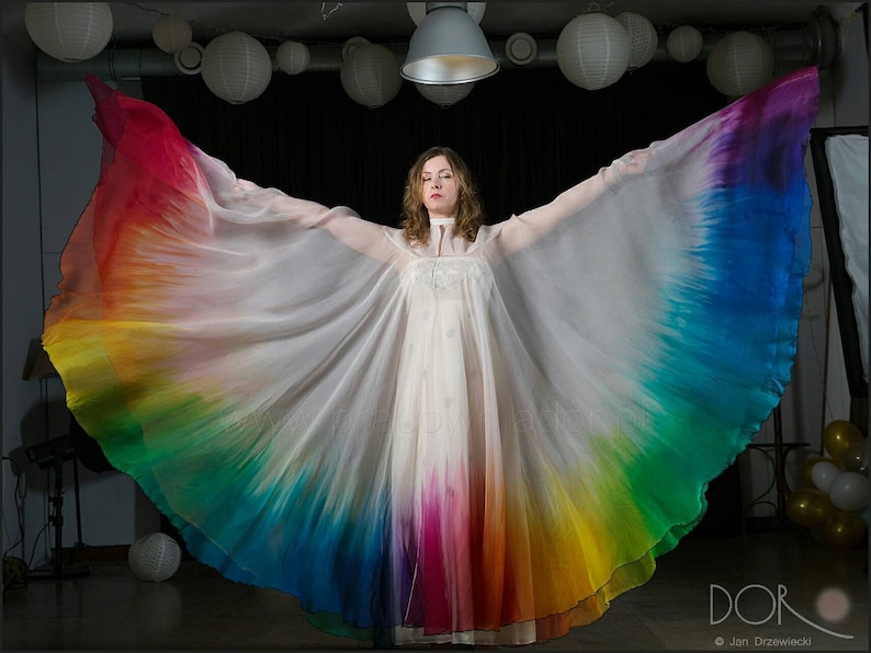 Rainbow Transparent Cape Made of Two Full Circles of Silk - Etsy