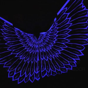 Ultraviolet Bird Wings. Hand-painted Silk Wings Glowing in UV Light ...