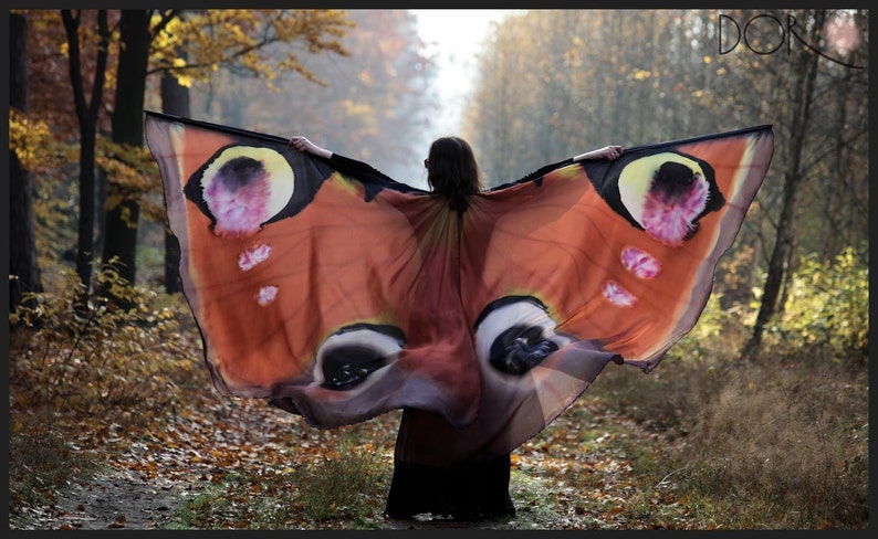Unique Real Butterfly Wings Aglais Io. Hand Painted Silk - Etsy