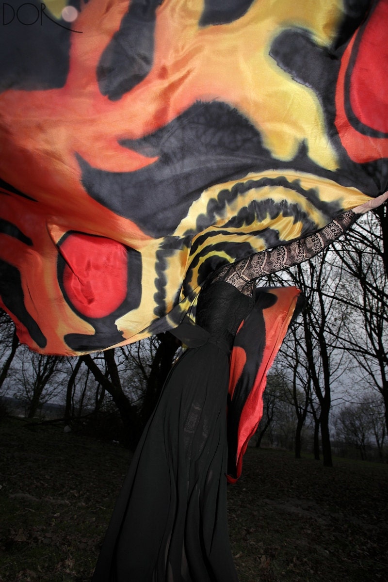Hand Painted Silk Mothra Wings: Custom Belly Dance Isis Wings - Etsy