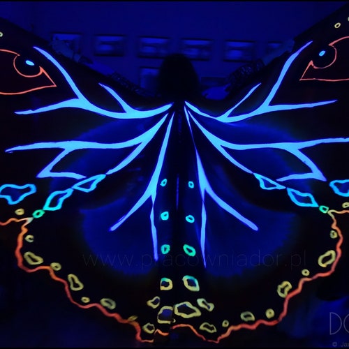 Ultraviolet Bird Wings. Hand-painted Silk Wings Glowing in UV - Etsy