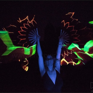 Hand Painted Fire Bird Fan Veils in Xl Size, With Ultraviolet Paint. - Etsy