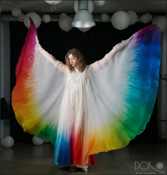 Rainbow Transparent Cape Made of Two Full Circles of Silk - Etsy
