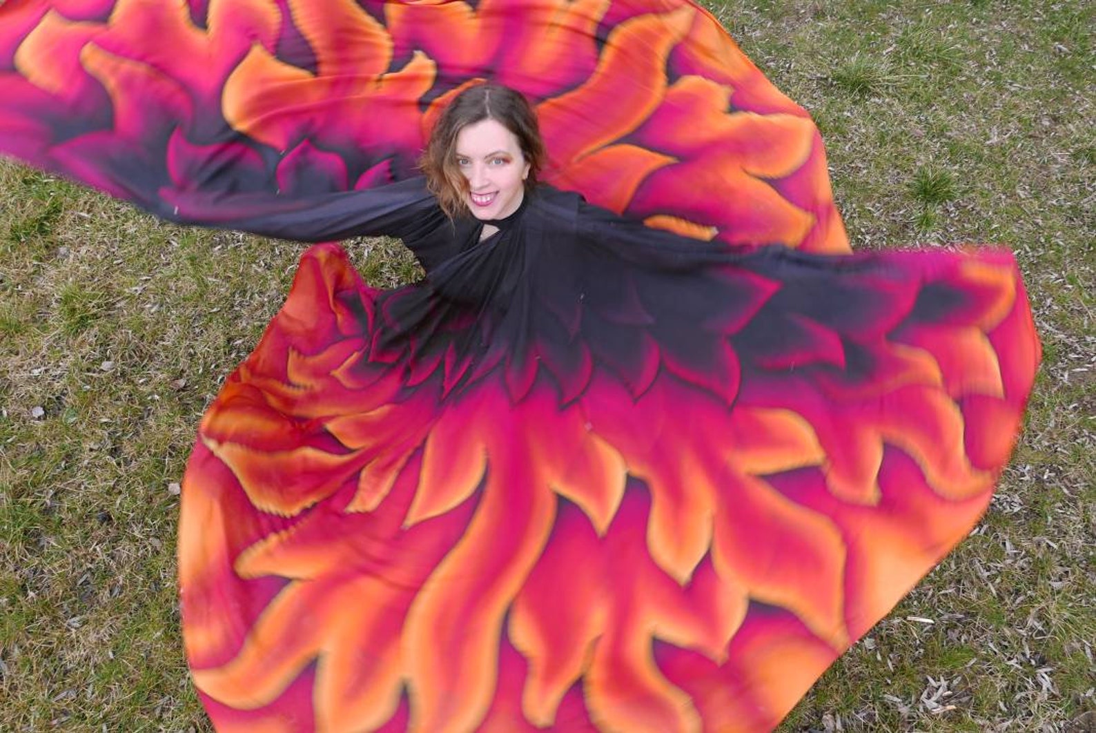 Fire silk cape made of two full circles fabric. Made to | Etsy