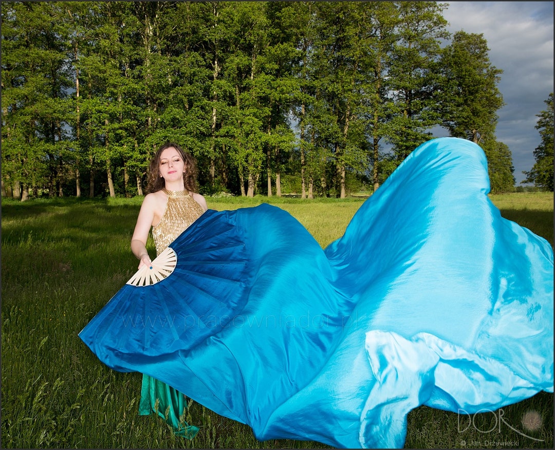 Large Fan Veil in Ombre Colors. Hand Painted Silk Dance Accessories ...