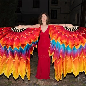 Hand Painted Fire Bird Fan Veils in Xl Size, With Ultraviolet Paint. - Etsy