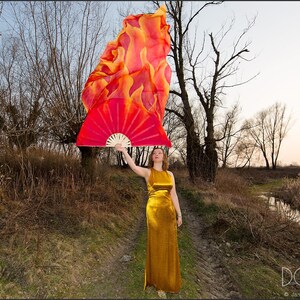 Fire Large Fan Veil. Hand Painted Silk Dance Accessories Made to Order ...