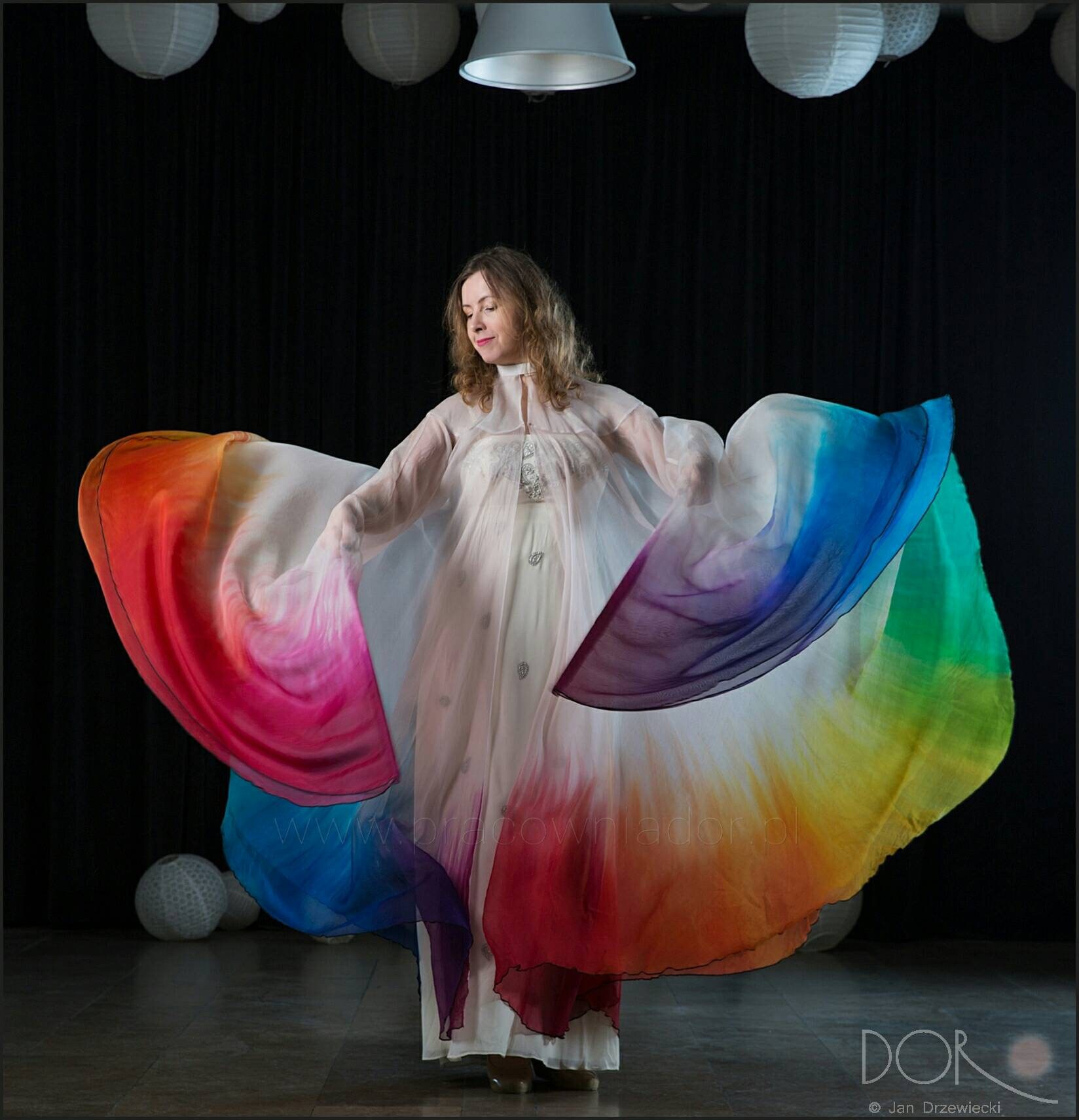 Rainbow Transparent Cape Made of Two Full Circles of Silk - Etsy