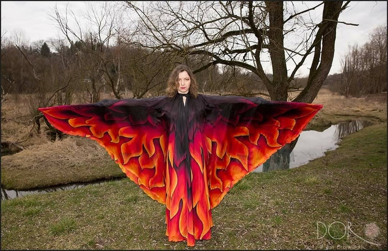 Fire Silk Cape Made of Two Full Circles Fabric. Made to Order ...