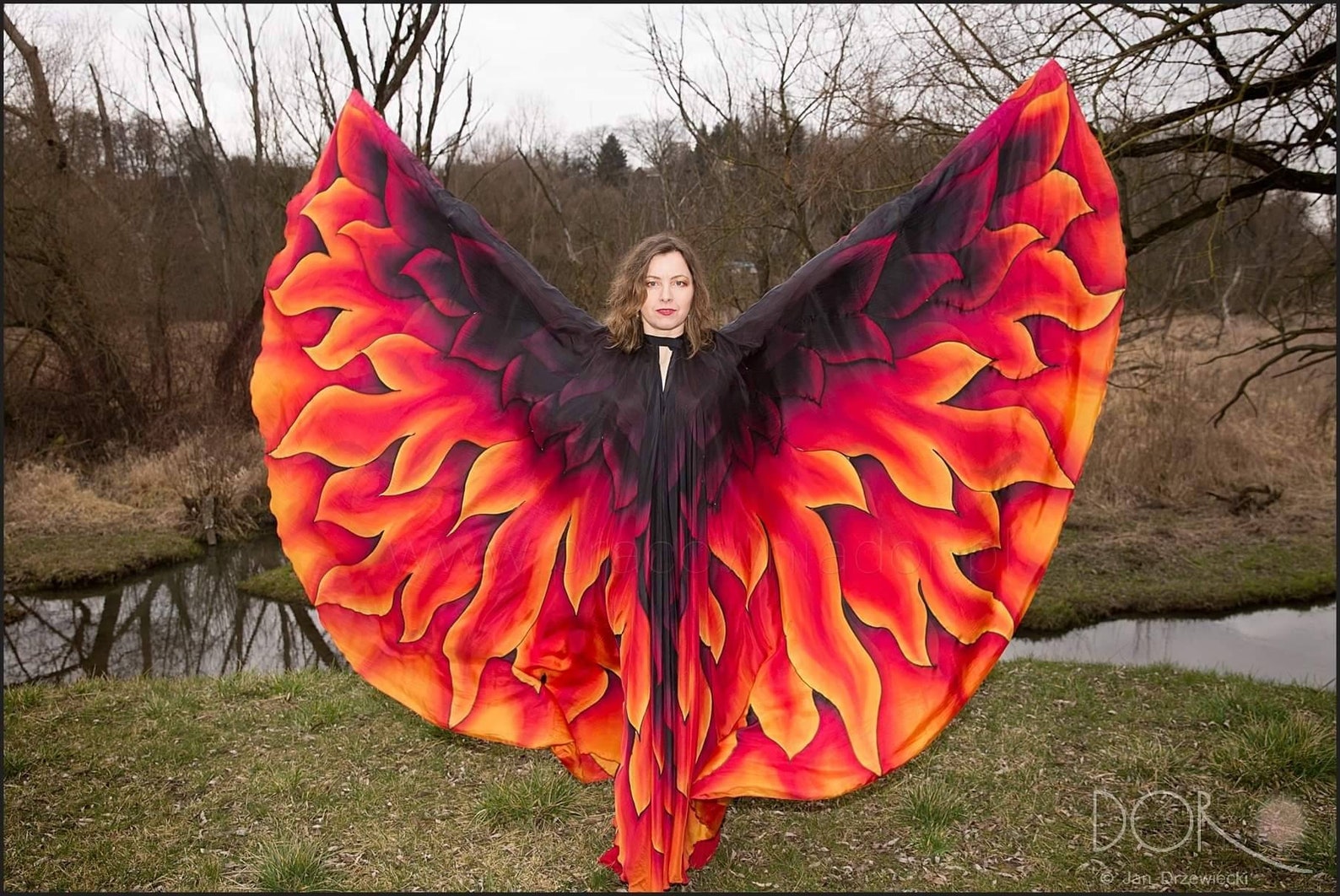 Fire Silk Cape Made of Two Full Circles Fabric. Made to Order ...
