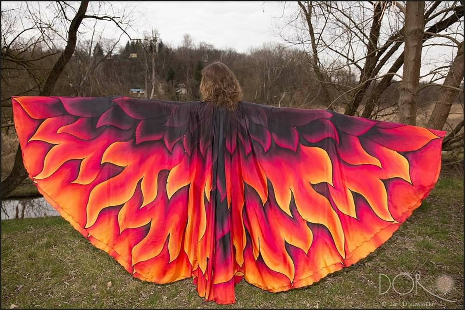 Fire Silk Cape Made of Two Full Circles Fabric. Made to Order. - Etsy