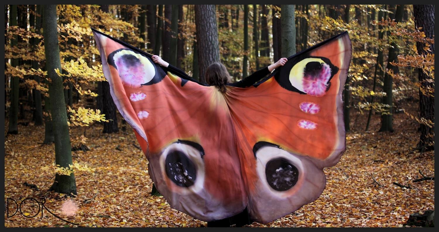 Unique real butterfly wings Aglais io. Hand painted silk | Etsy