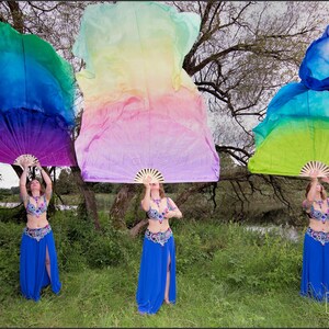 Multicolored Extra Large Fan Veil in Your Colors. Hand Painted Silk ...