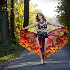 Fire Flames Hand Painted Silk Skirt. Belly Dance Costume, Made to Order ...