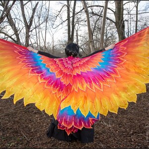 Ultraviolet Bird Wings. Hand-painted Silk Wings Glowing in UV Light ...